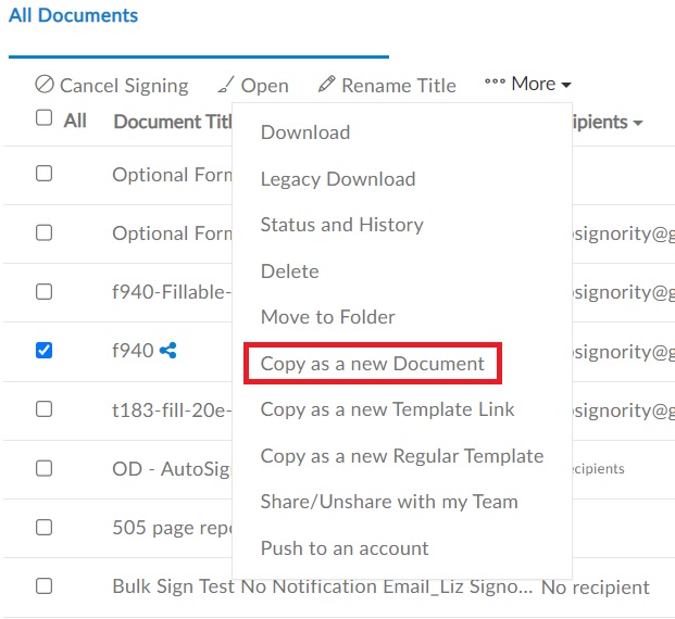Copy as a New Document - Signority | Secure eSignature Solutions