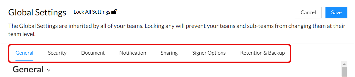 Global Settings Overview - Signority | Secure eSignature Solutions