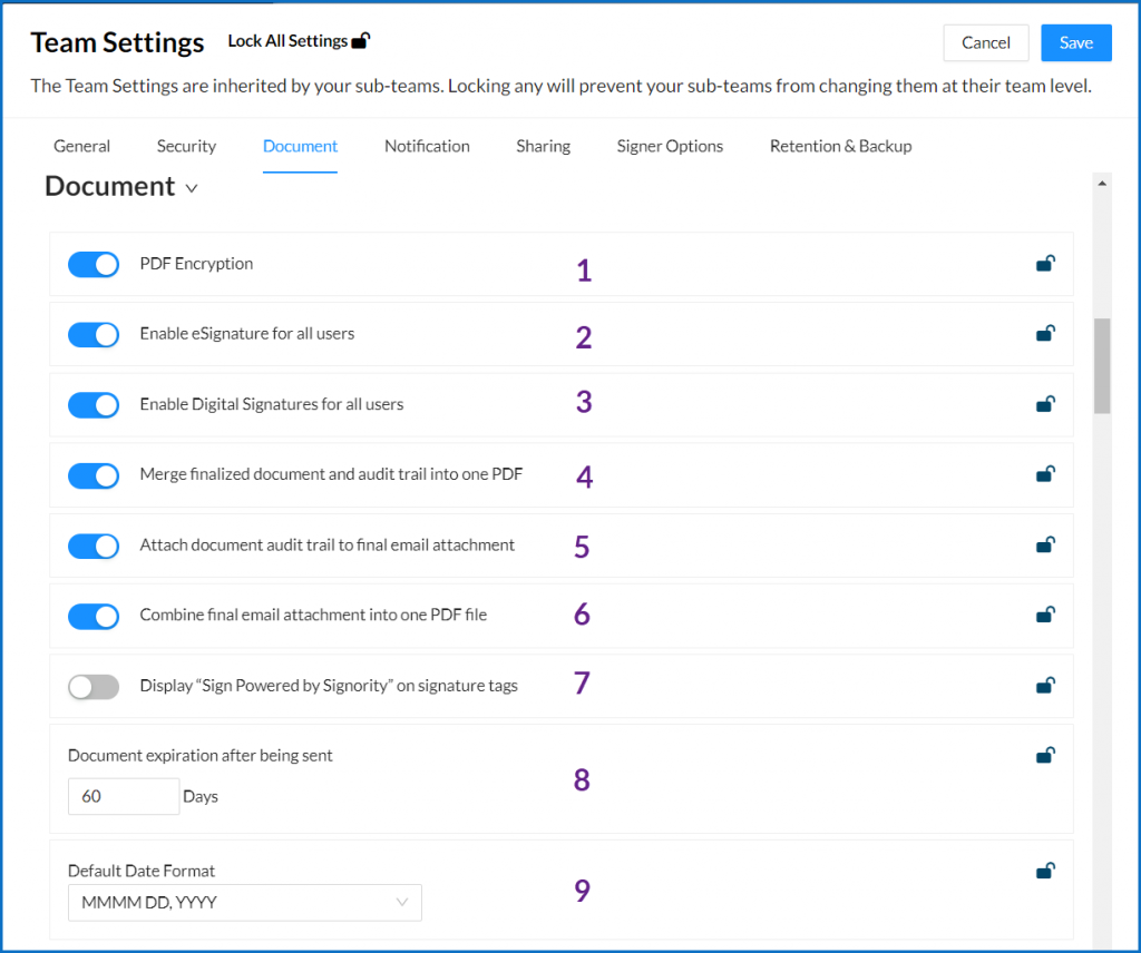 Team Settings Overview - Signority | Secure eSignature Solutions