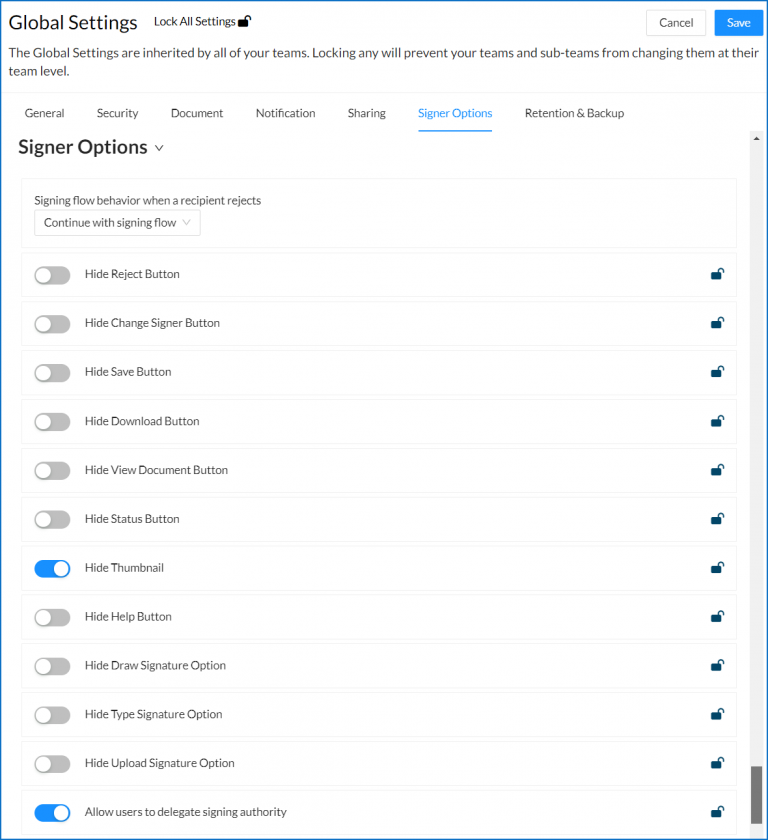 Global Settings: Signer Options - Signority | Secure eSignature Solutions
